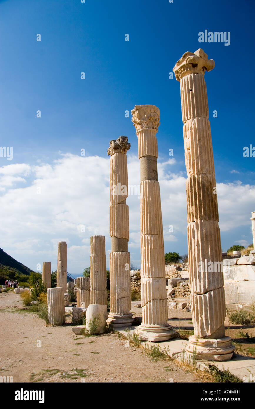 Historic Roman ruins with tall columns at Ephesus Turkey Stock Photo ...