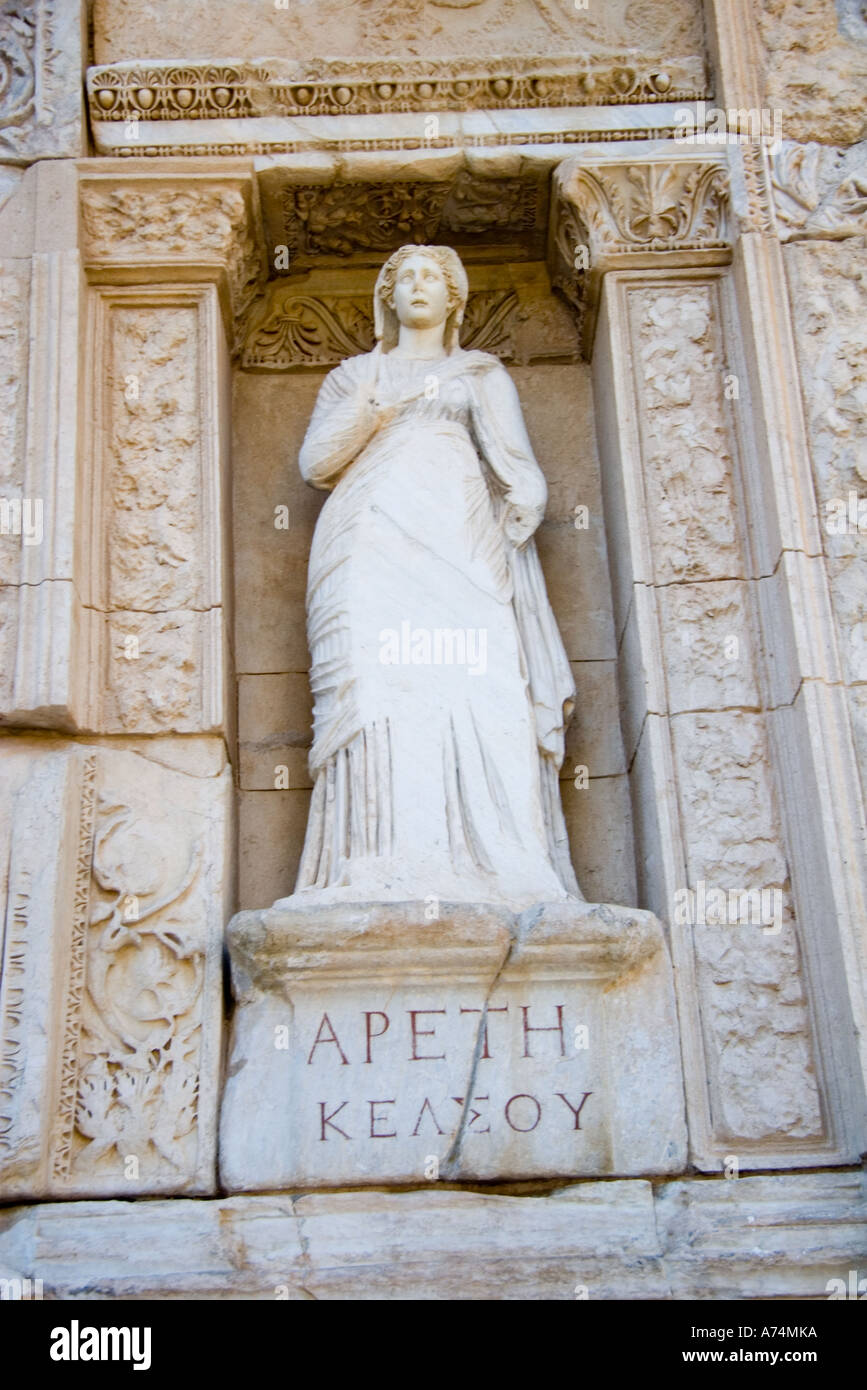 Statue of Arete Goodness at the base of the Library of Celsus at ...
