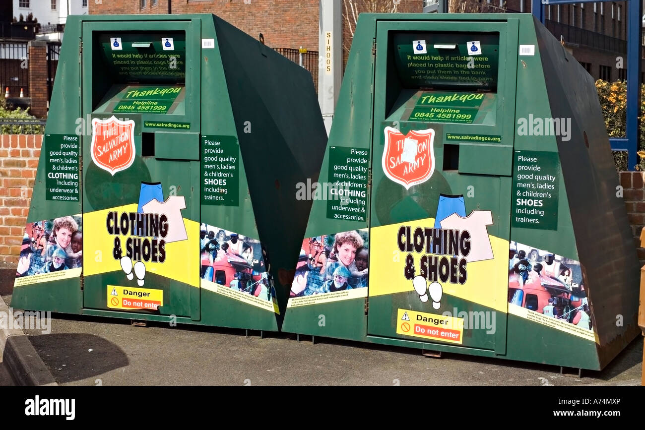 Recycling Container for clothes and shoes, UK Stock Photo - Alamy