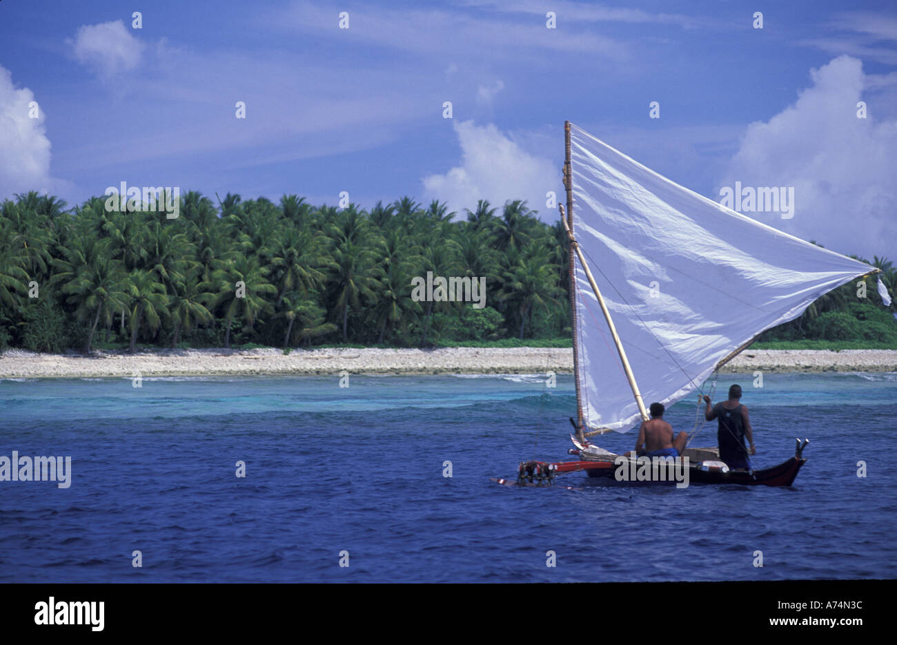 Asia, Micronesia, Yap. Ulithi Atoll. Outrigger sailing canoe Stock ...
