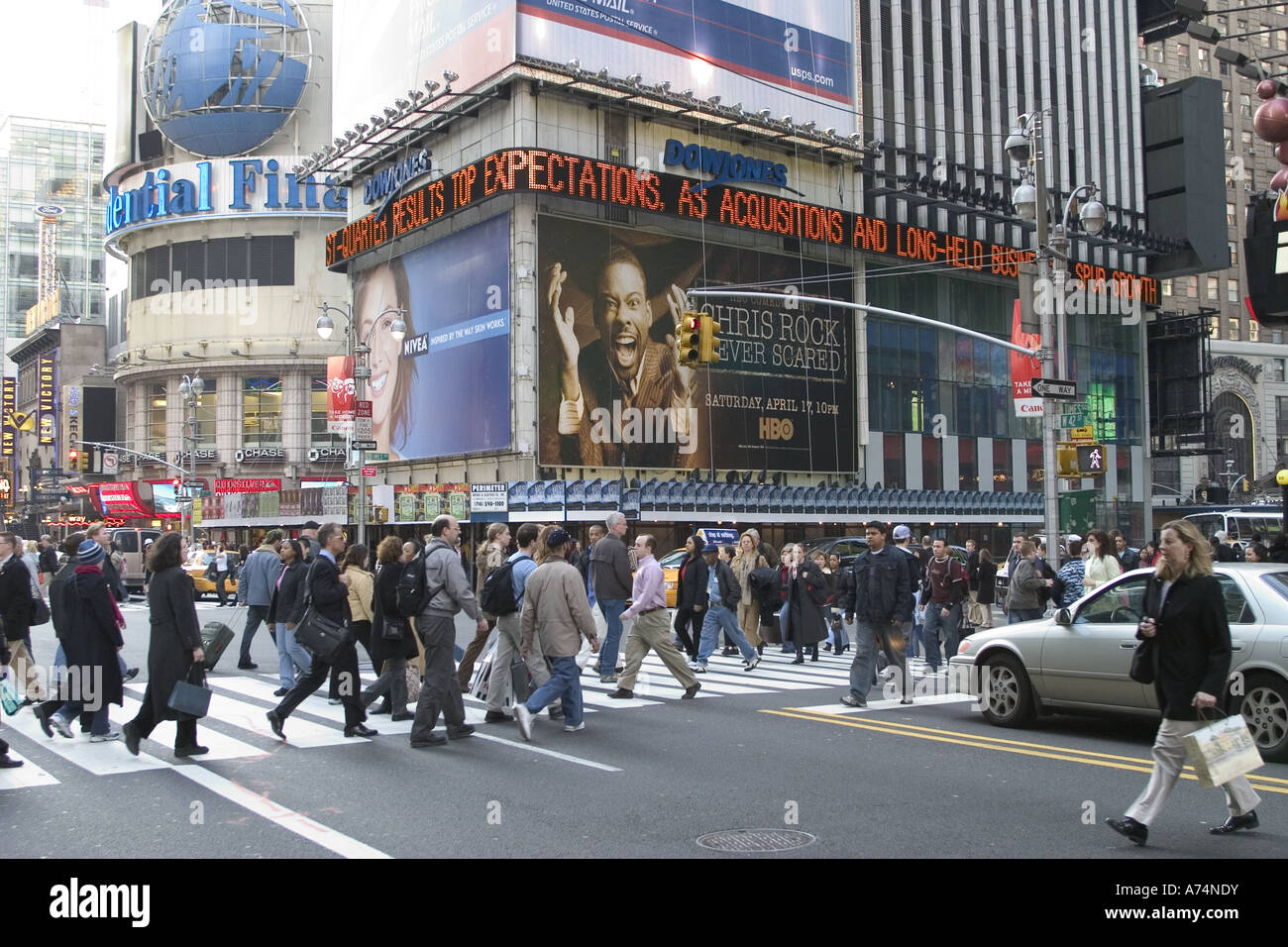 Manhattan crosswalk people crowds times square city urban pedestrians ...