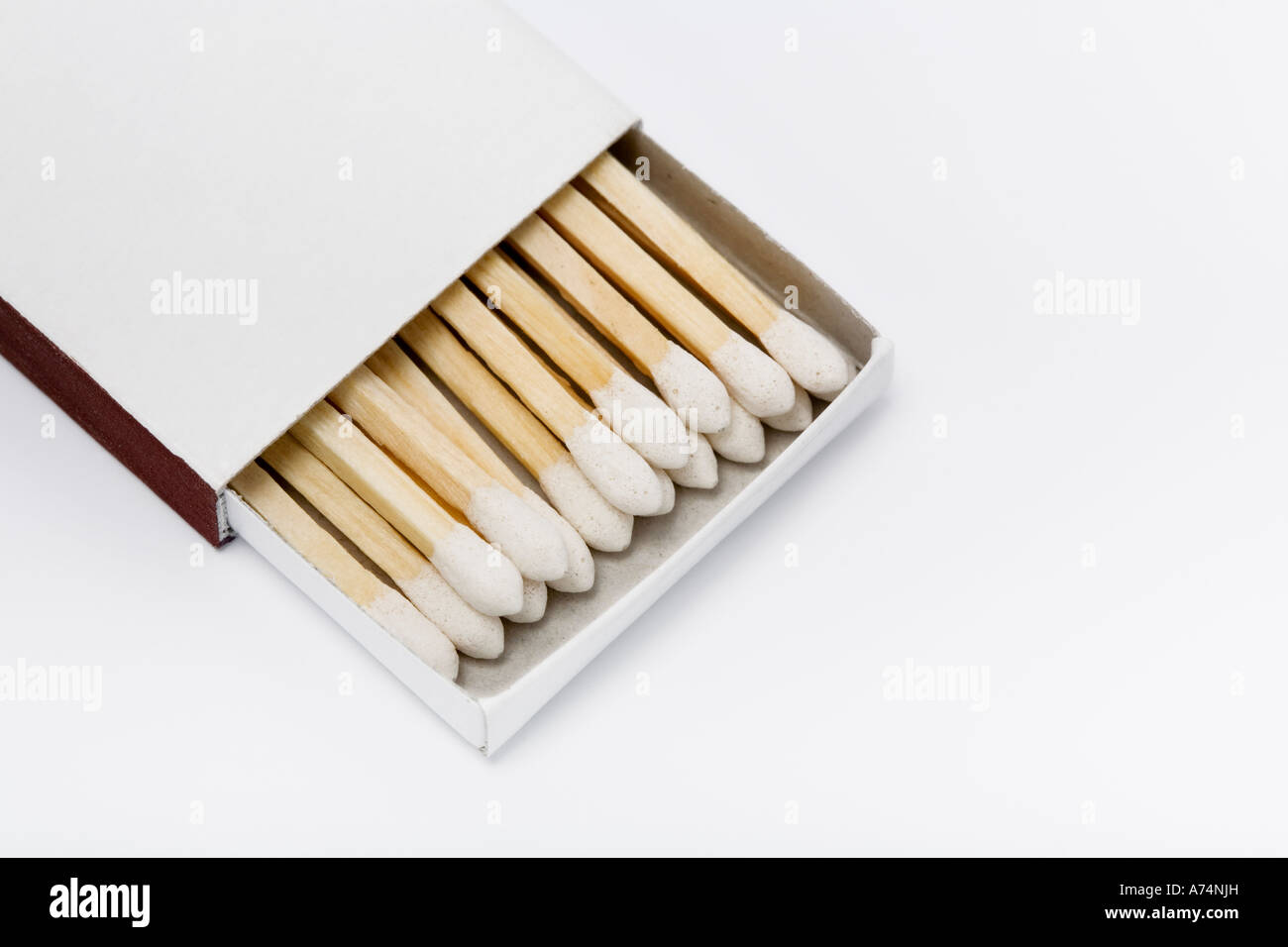 White matches in white matchbox on white background Stock Photo - Alamy