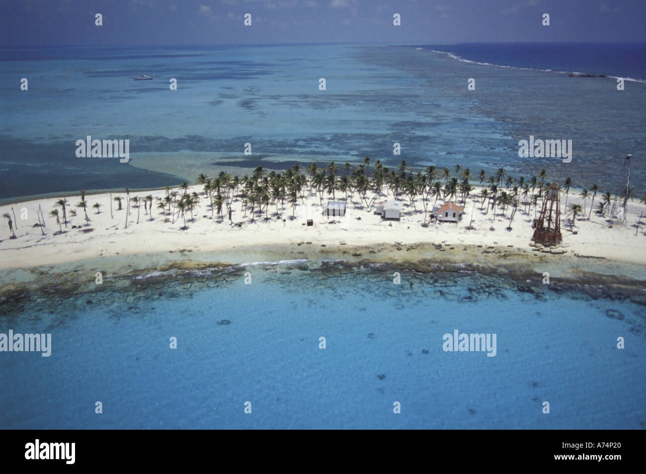 CENTRAL AMERICA, Belize, Narrow beach surrounded by coral reefs Stock ...