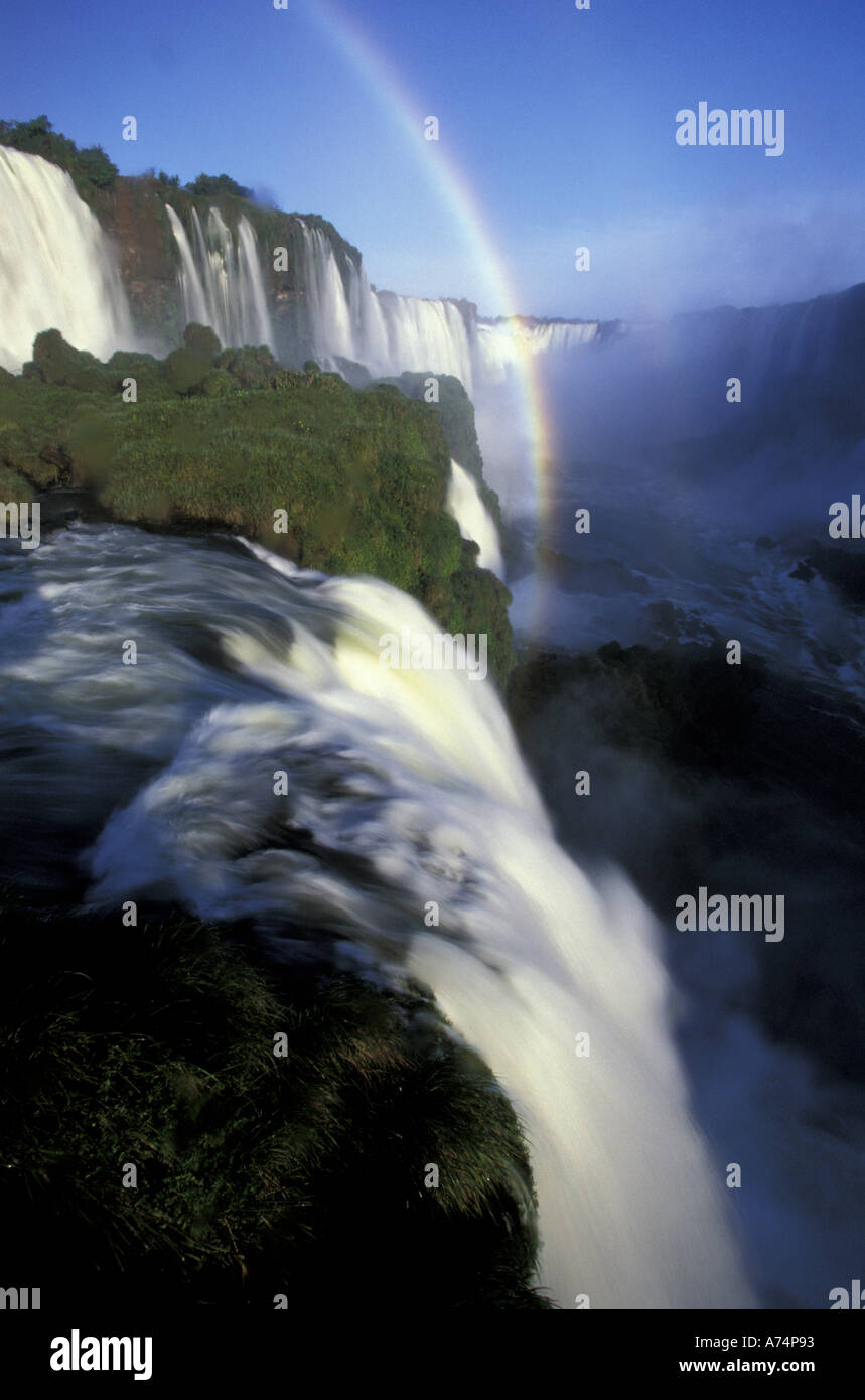 S.A., Brazil, Iguassu Falls Falls with rainbow Stock Photo - Alamy