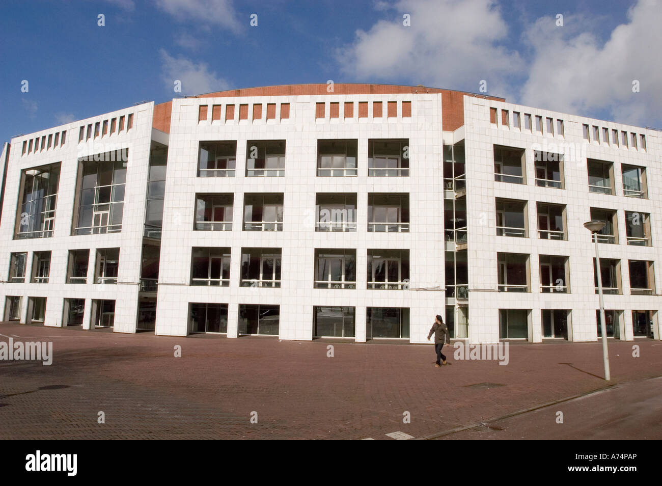 White modern building of Stopera Opera Music Theatre and Stadhuis ...