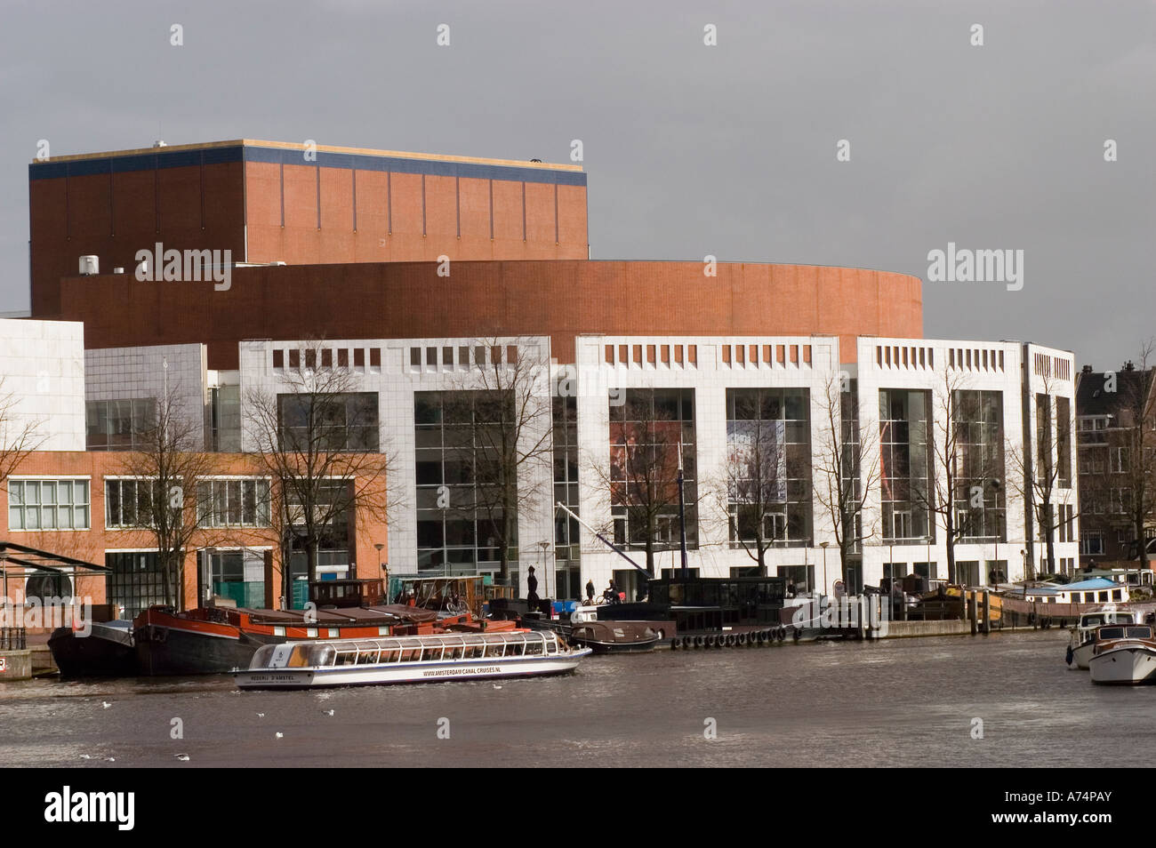 White modern building of Stopera Opera Music Theatre and Stadhuis ...