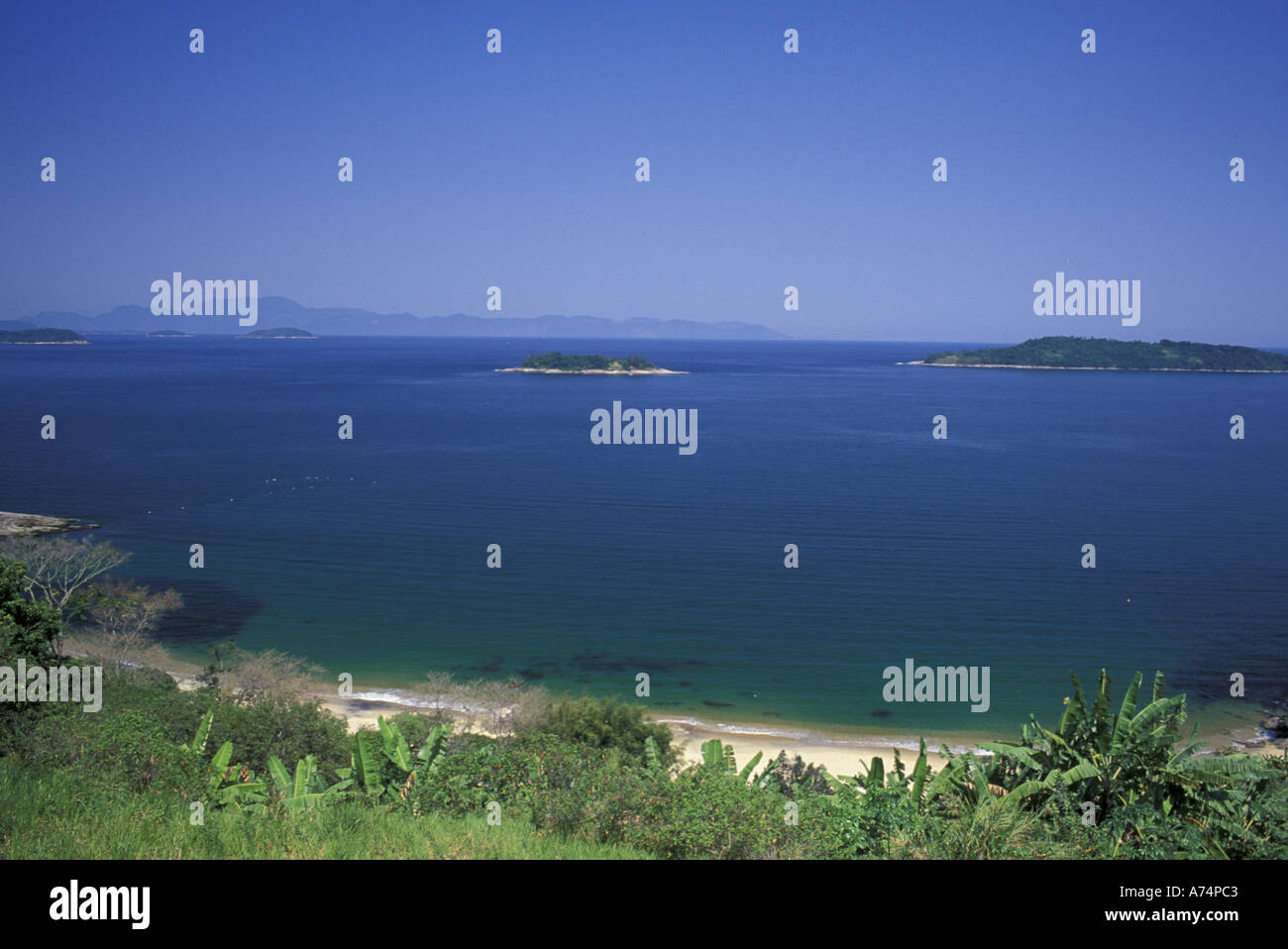 South America, Brazil, Parati. Islands, crystal clear water and sandy ...