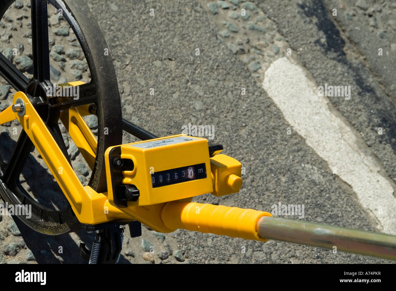 Measuring Wheel,Road engineering people.painting road, men at work ...