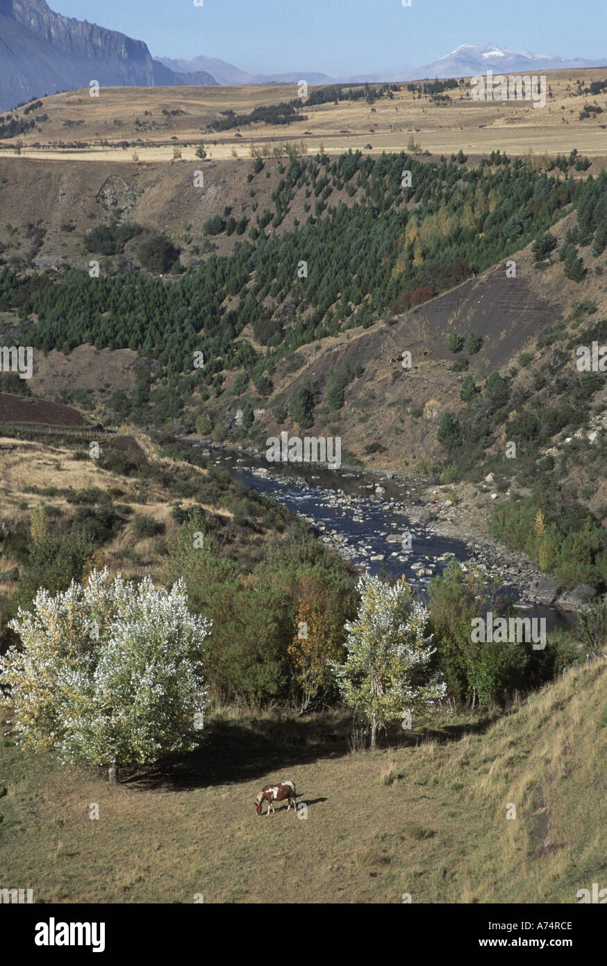South America, Chile, Aisen Region Simpson River Valley near Cohaique ...