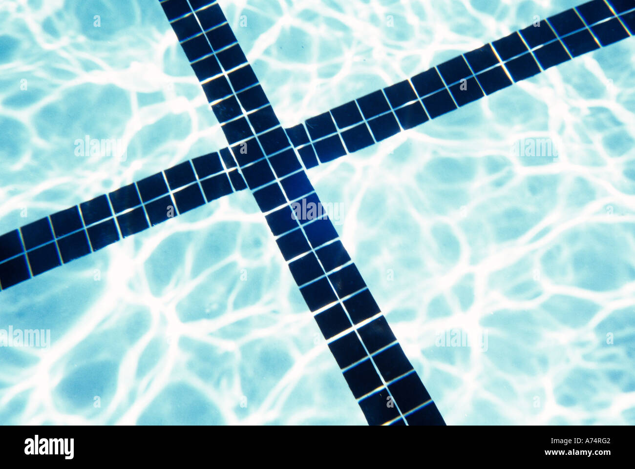 Tile lines on bottom of swimming pool Stock Photo - Alamy