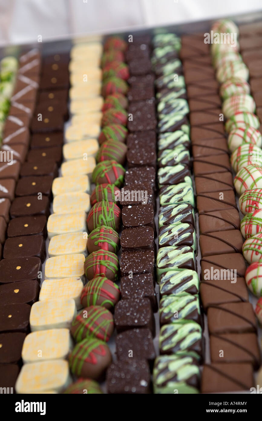 Rows of chocolates for sale Stock Photo - Alamy