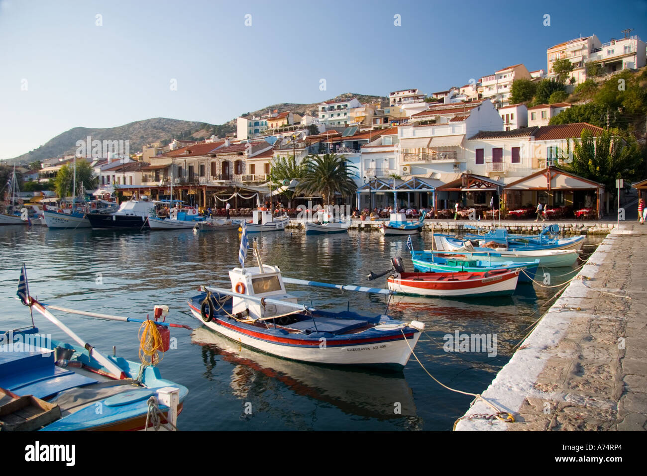 Fishing boats at Pythagorian Harbour in Samos Greece Stock Photo - Alamy