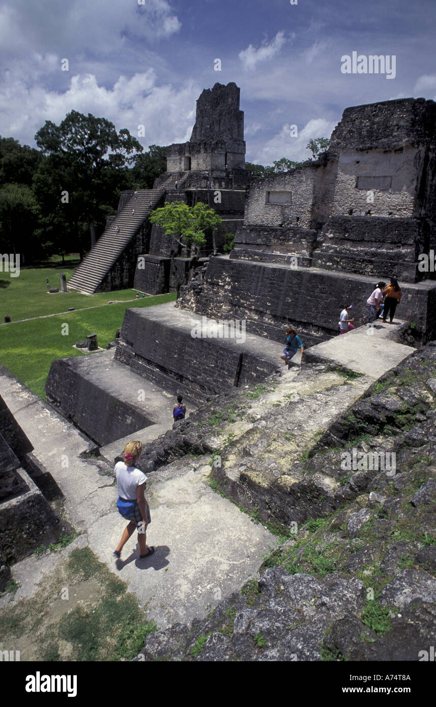 Central America, Guatemala, Tikal. Great Mayan Plaza Stock Photo - Alamy