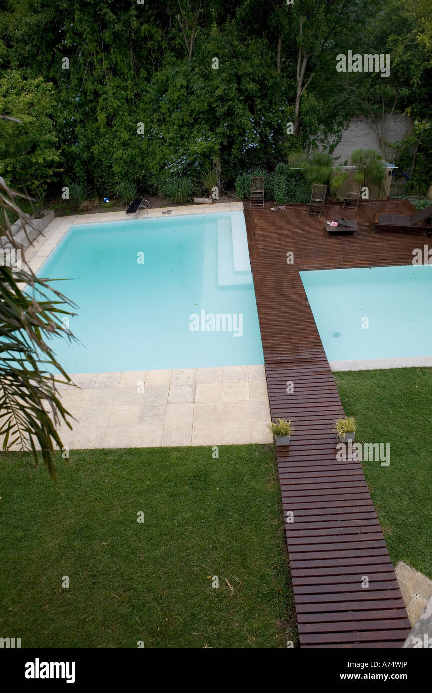 Aerial view of empty backyard Stock Photo - Alamy