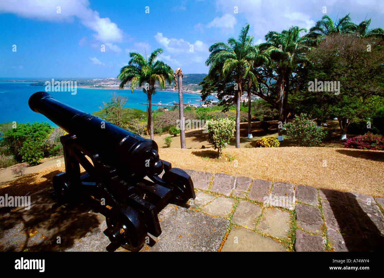 Scarborough Tobago Trinidad Fort King George with Cannon Stock Photo ...