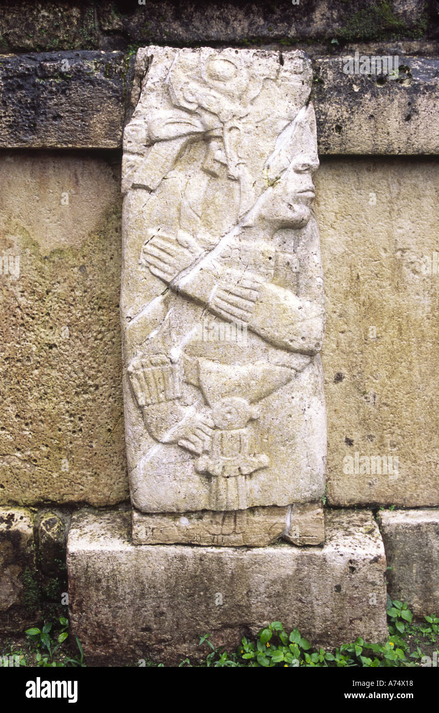 Mexico, Chiapas, Palenque. Mayan stele in the Palace courtyard ...