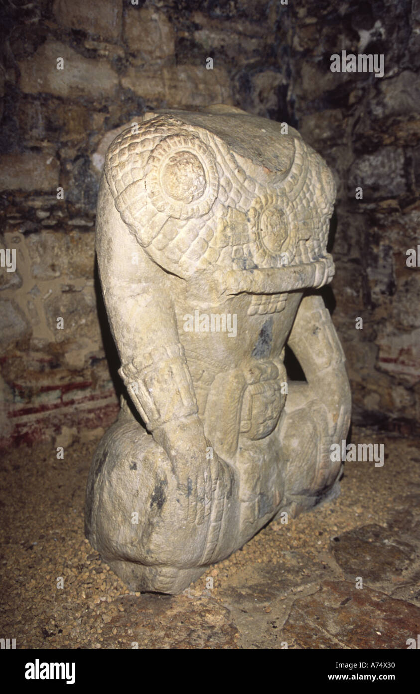 Mexico, Chiapas, Ocosingo, Yaxchilan Mayan Ruins. Headless statue in ...