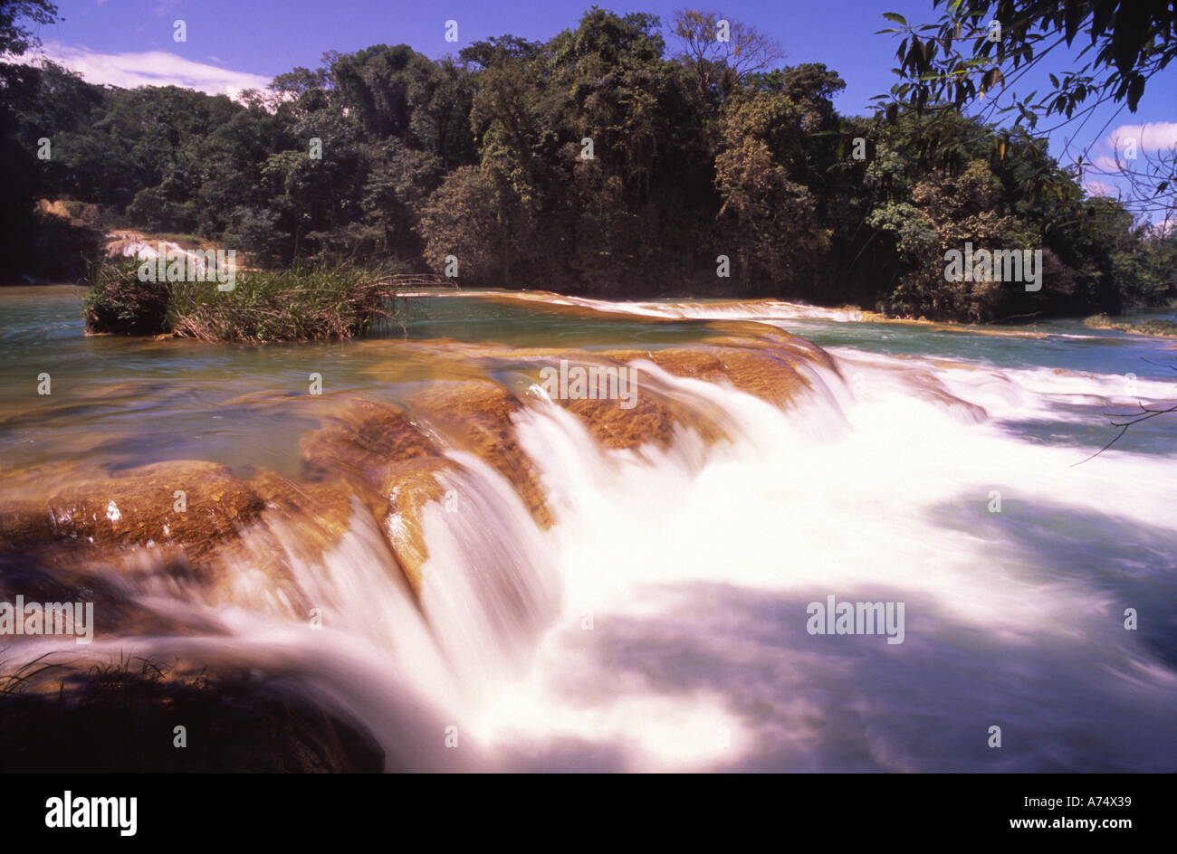 Mexico, Chiapas. Cascades of Agua Azul on the Tulija River Stock Photo ...