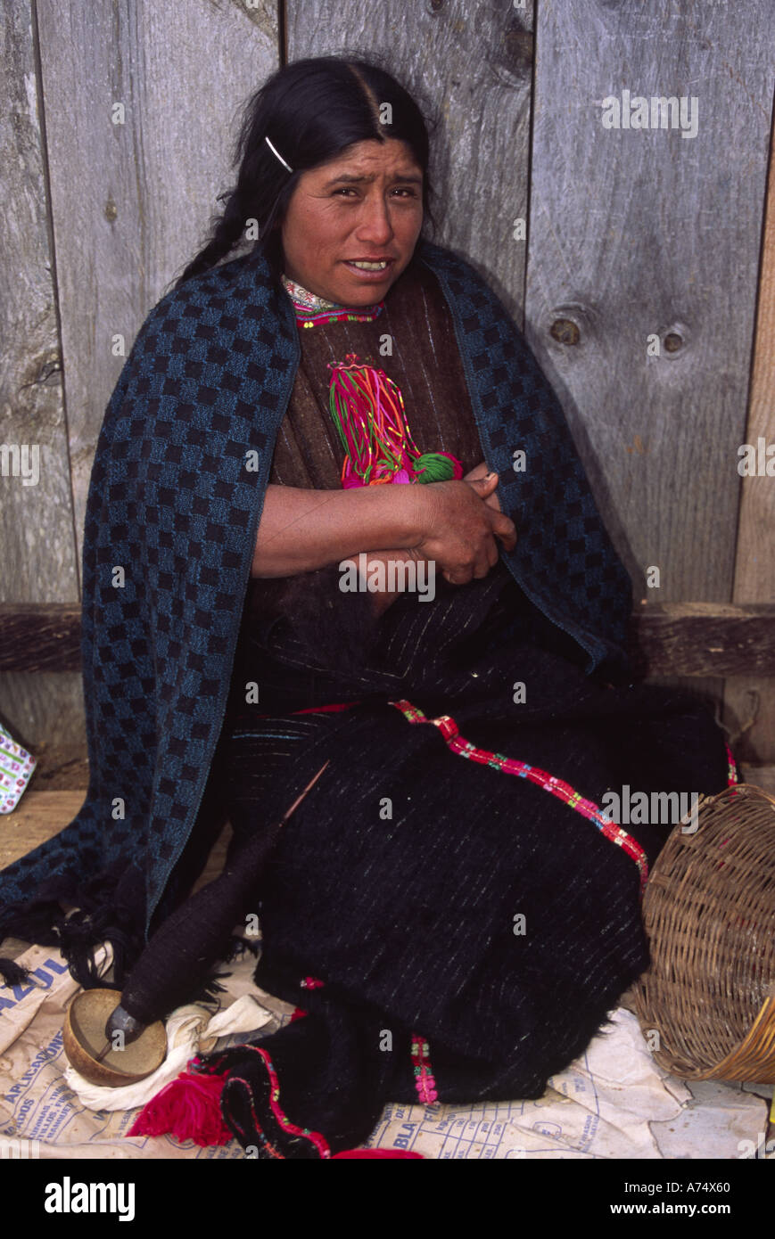 Mexico, Chiapas, San Cristobal, Candelaria Village. Indian woman ...