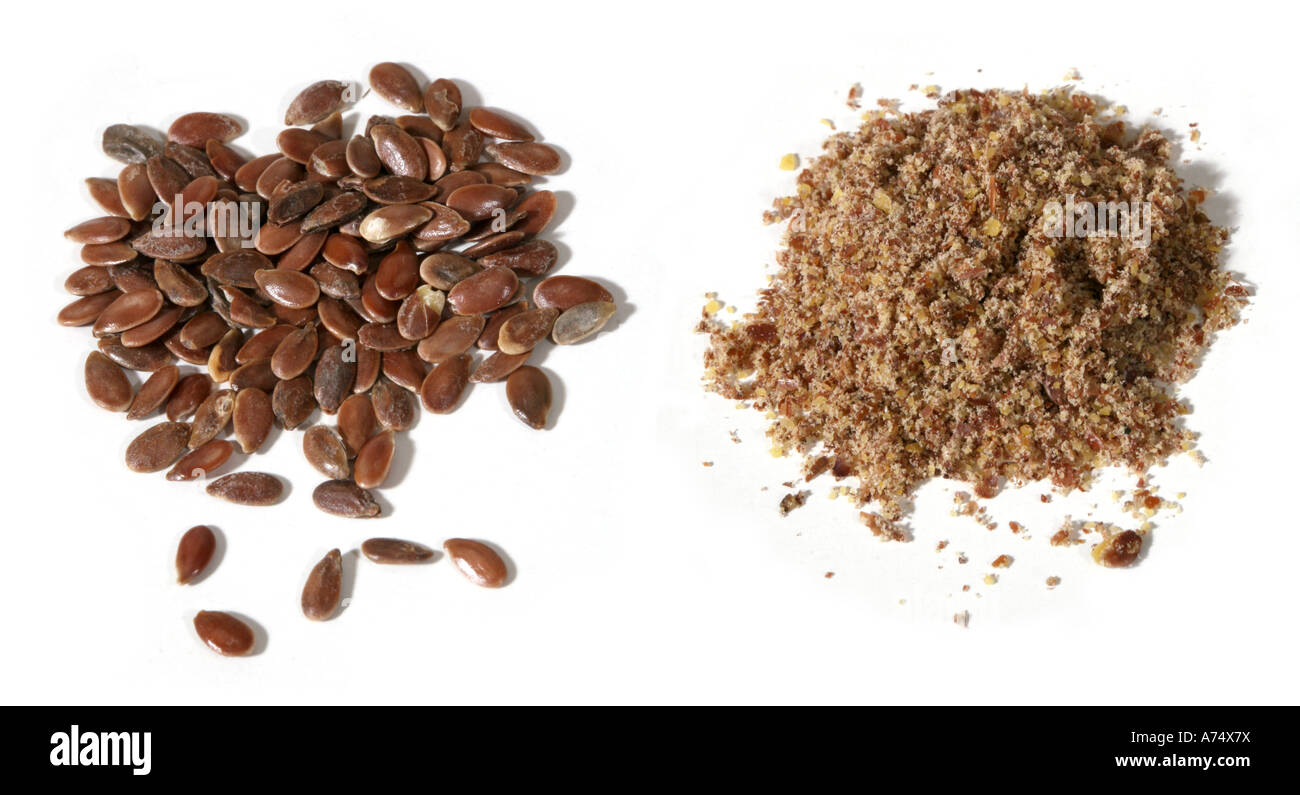 Close up of whole and ground flax seed Stock Photo - Alamy