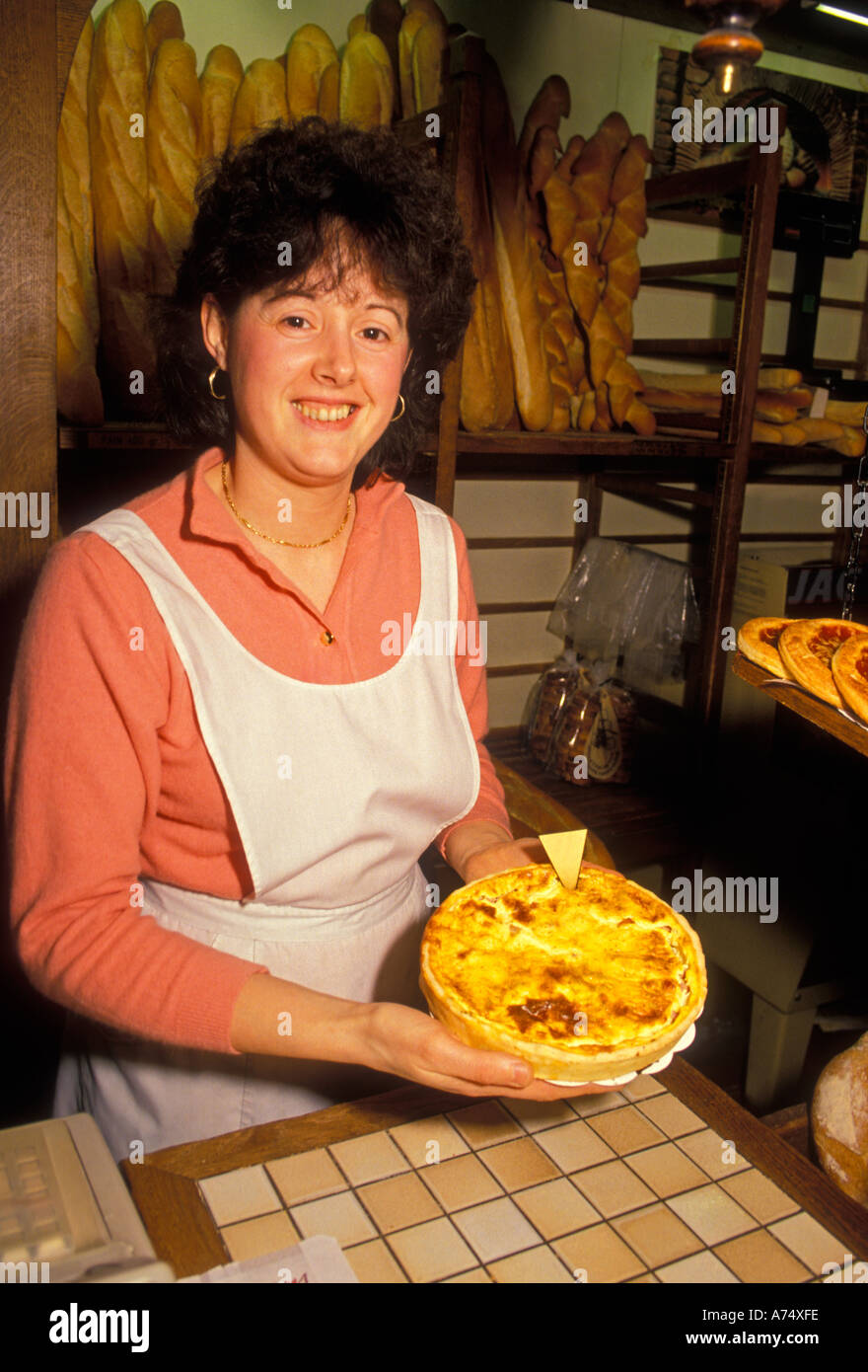 French Basque woman, Basque woman, baker, holding quiche, quiche ...
