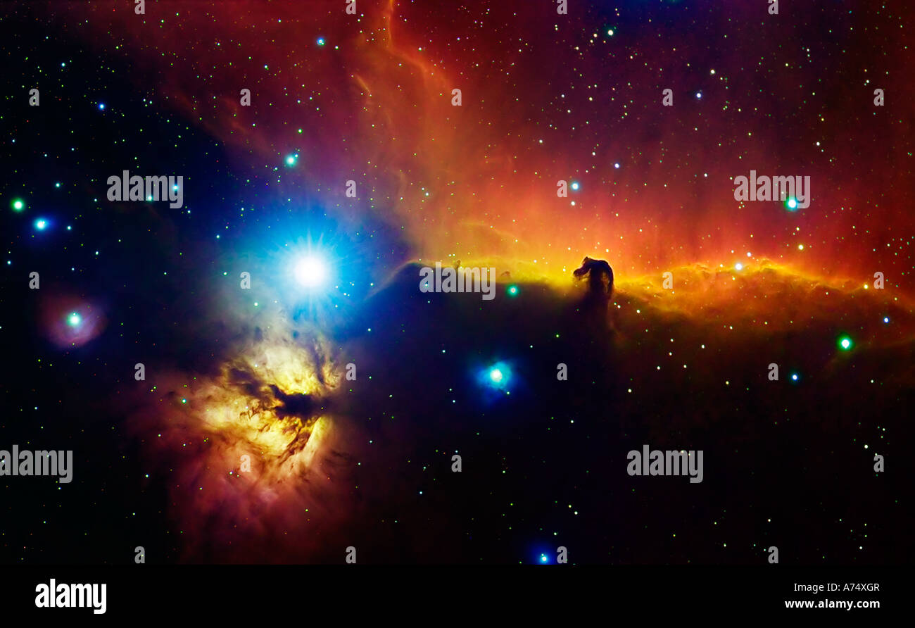 Alnitak region in Orion (Flame nebula NGC 2024, horsehead nebula IC434 ...