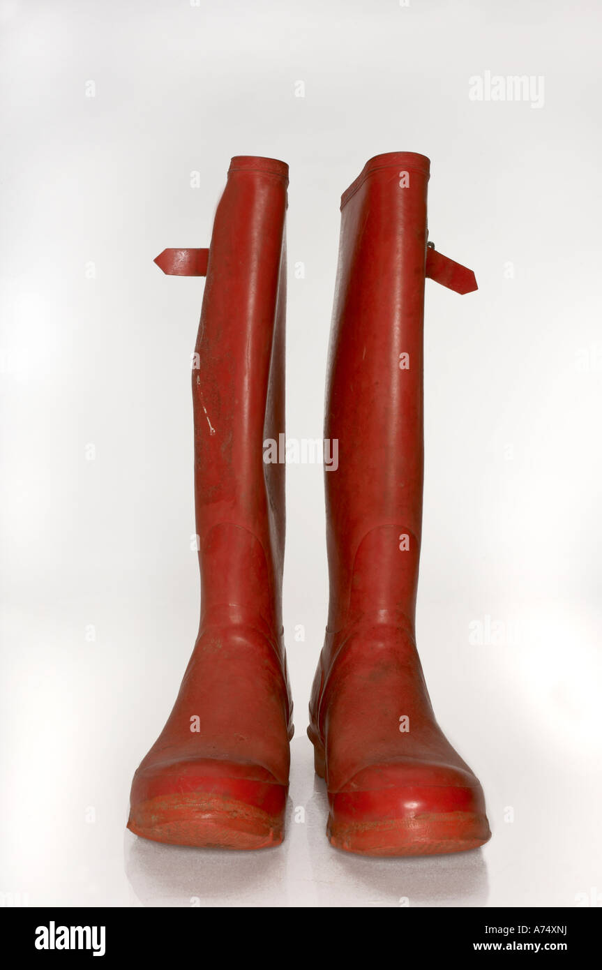 Pair of red wellington boots Stock Photo - Alamy