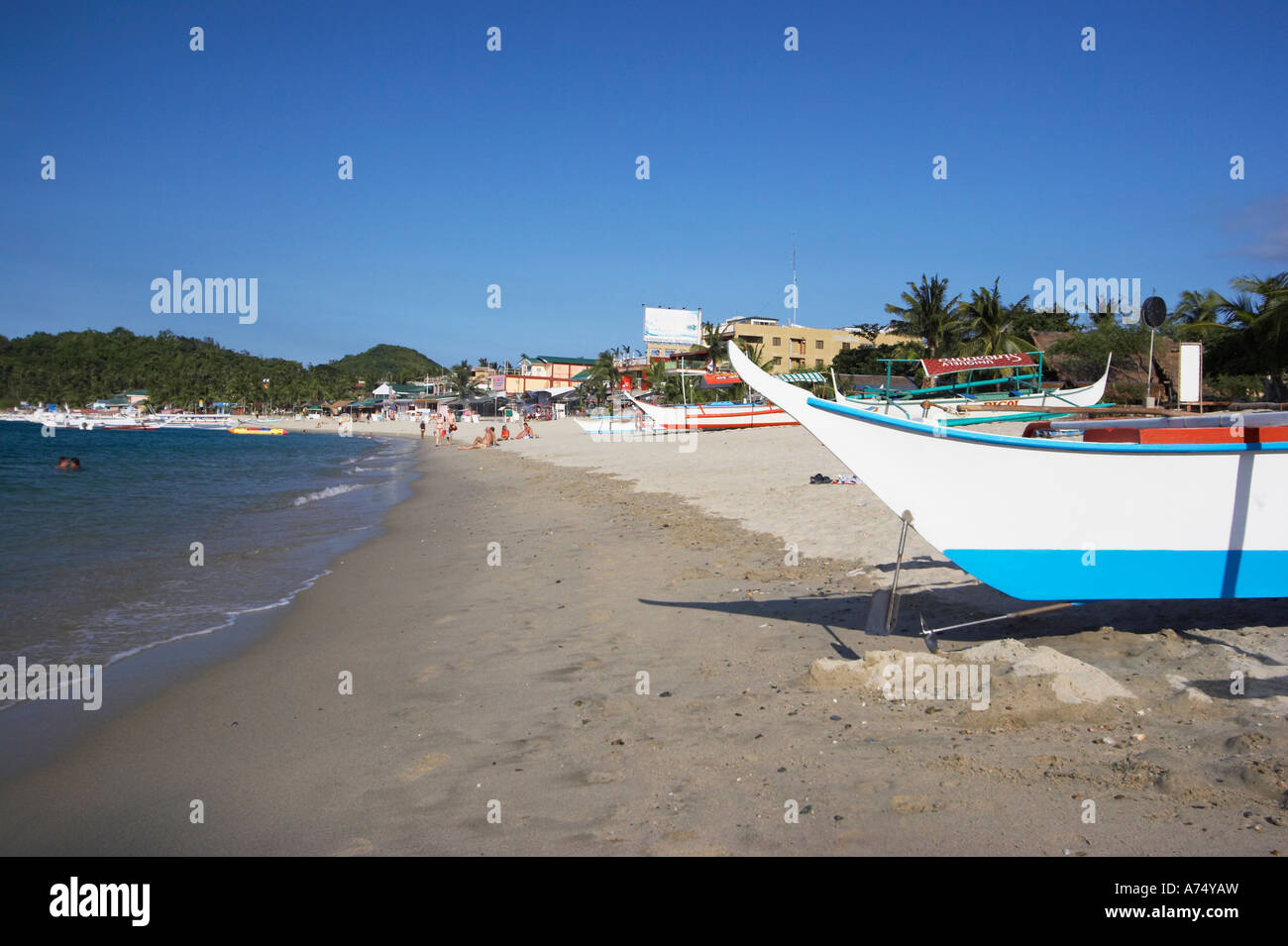 Philippines, View Of White Beach On Mindoro Stock Photo - Alamy