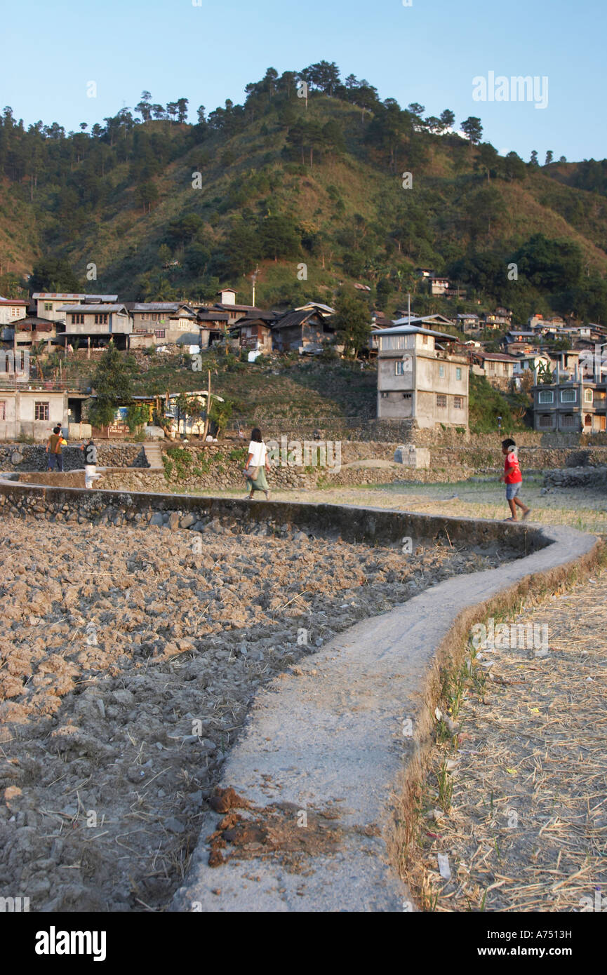 Children Running On Path Through Rice Fields Stock Photo - Alamy