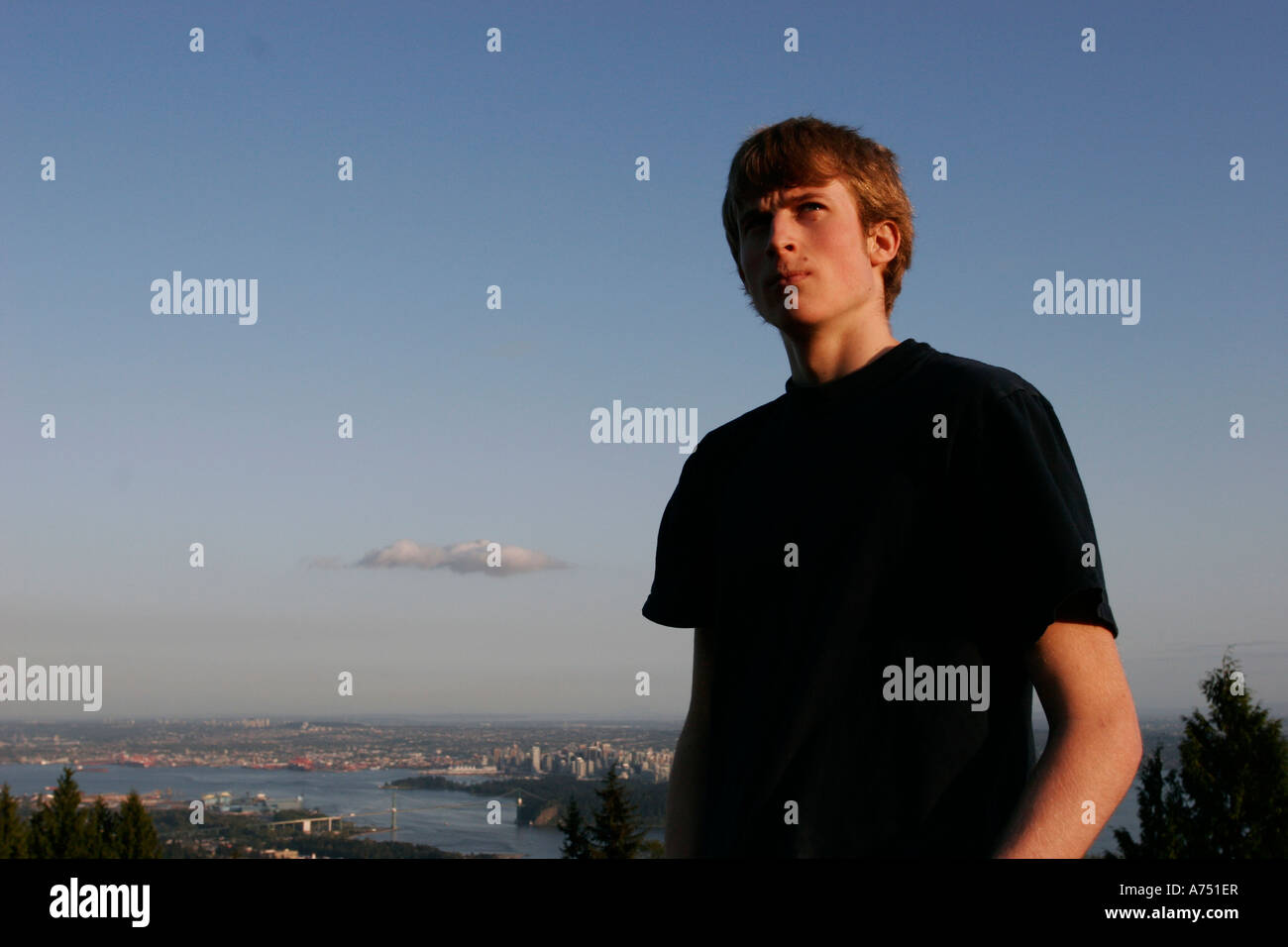 Man on Cypress lookout overlooking Vancouver,BC Stock Photo - Alamy
