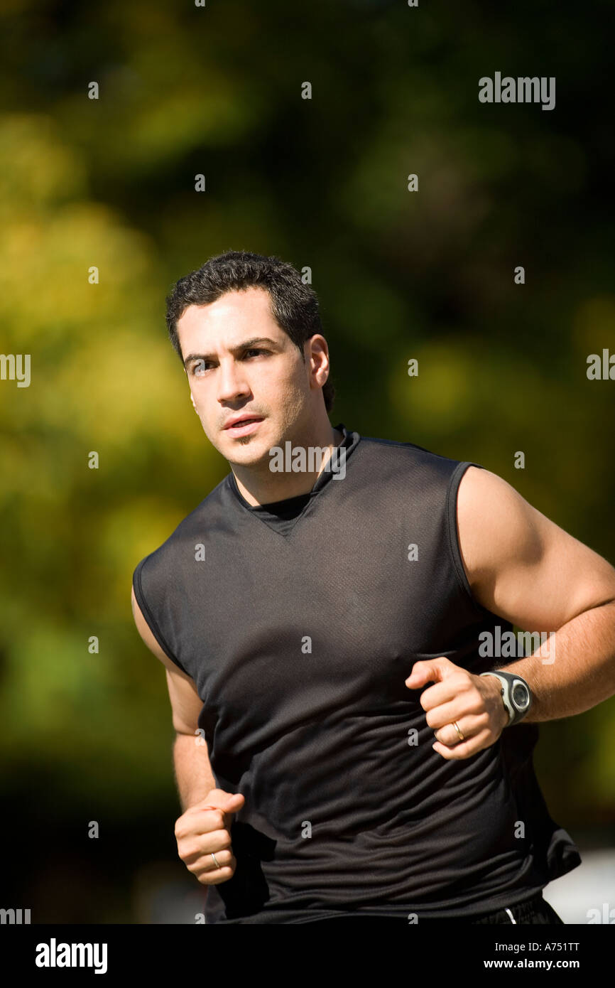 Man jogging outdoors Stock Photo - Alamy