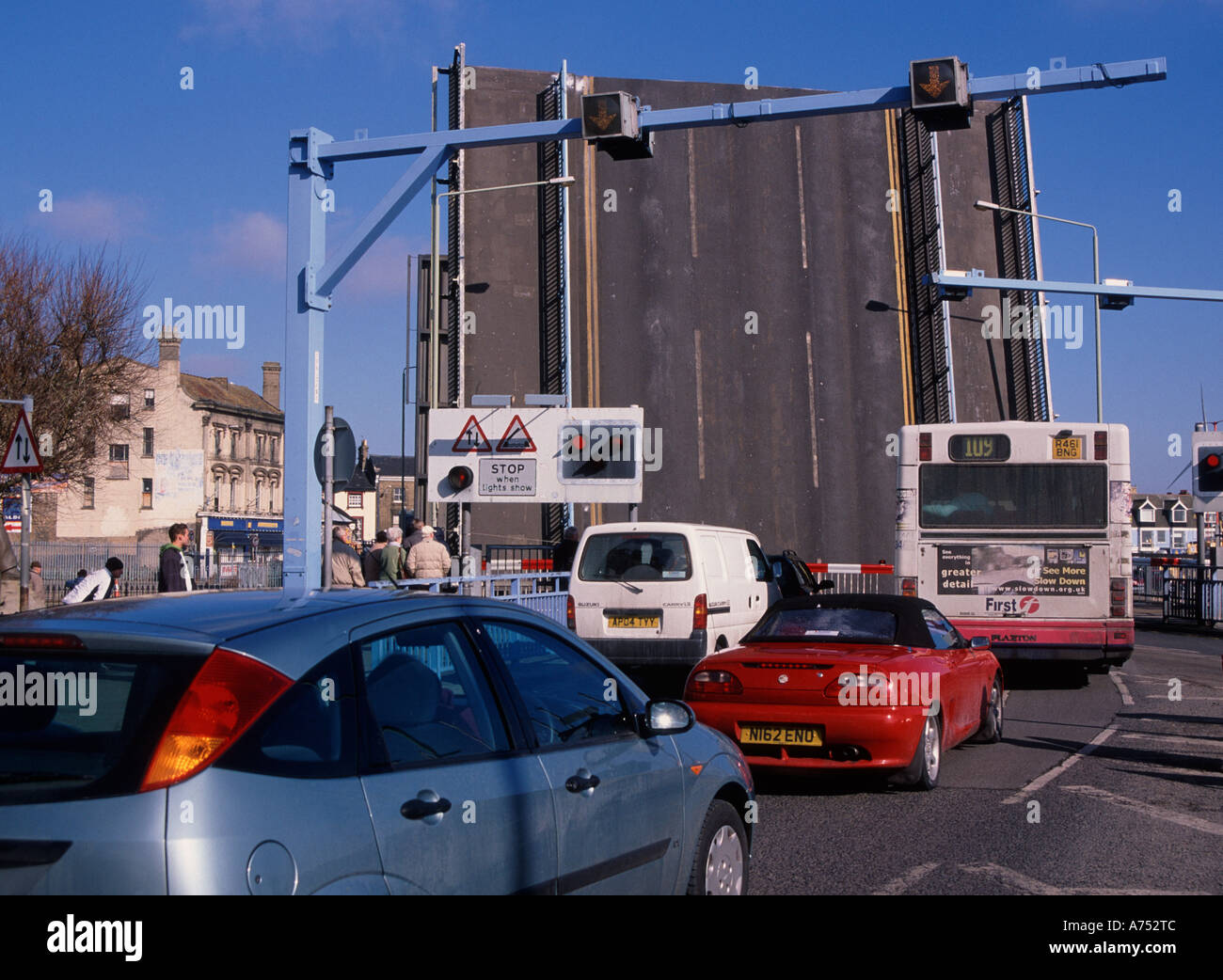 Raised Bascule road bridge Lowestoft Suffolk England Stock Photo - Alamy