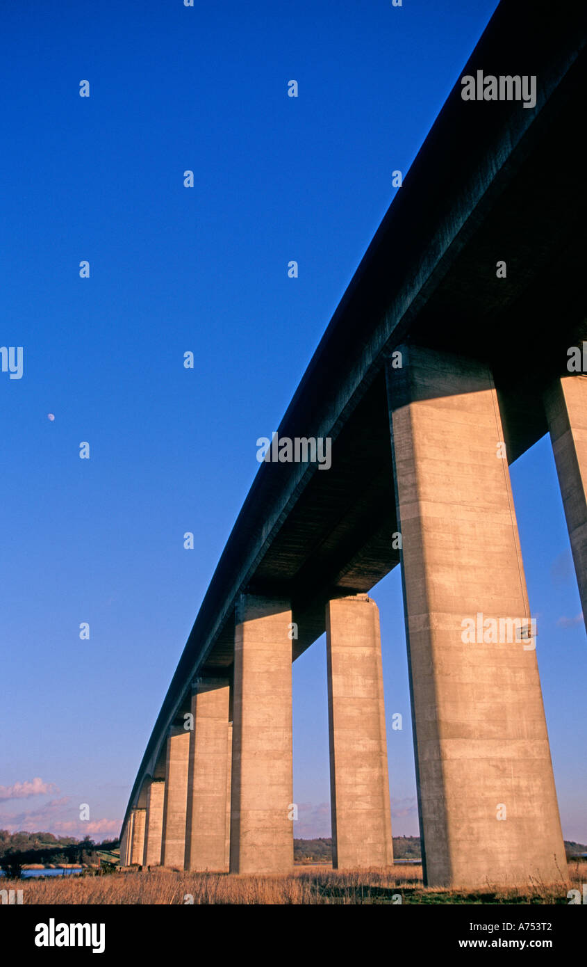 Orwell bridge concrete support columns Suffolk England Stock Photo - Alamy