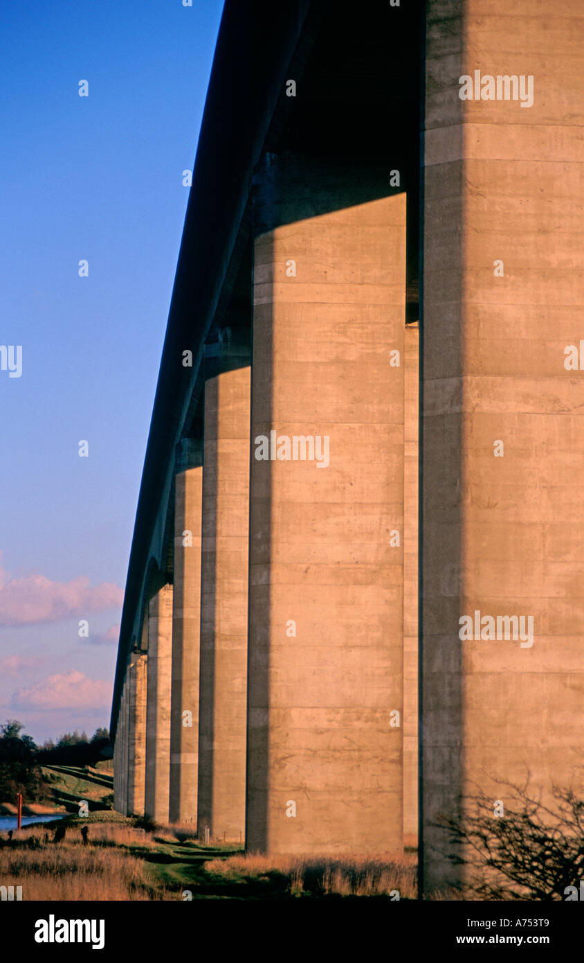 Orwell bridge concrete support columns Suffolk England Stock Photo - Alamy