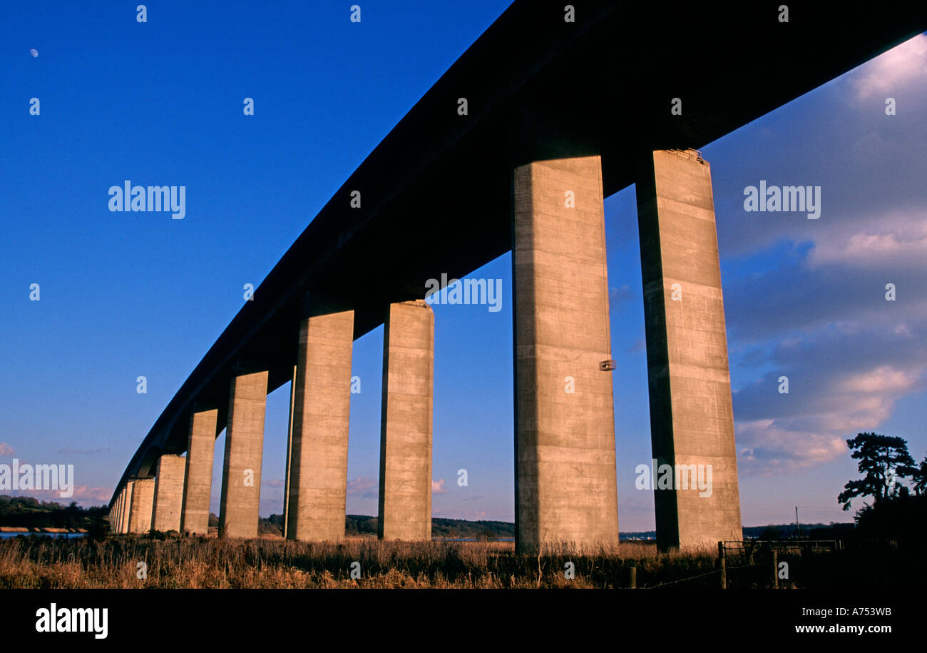 Orwell bridge concrete support columns Suffolk England Stock Photo - Alamy