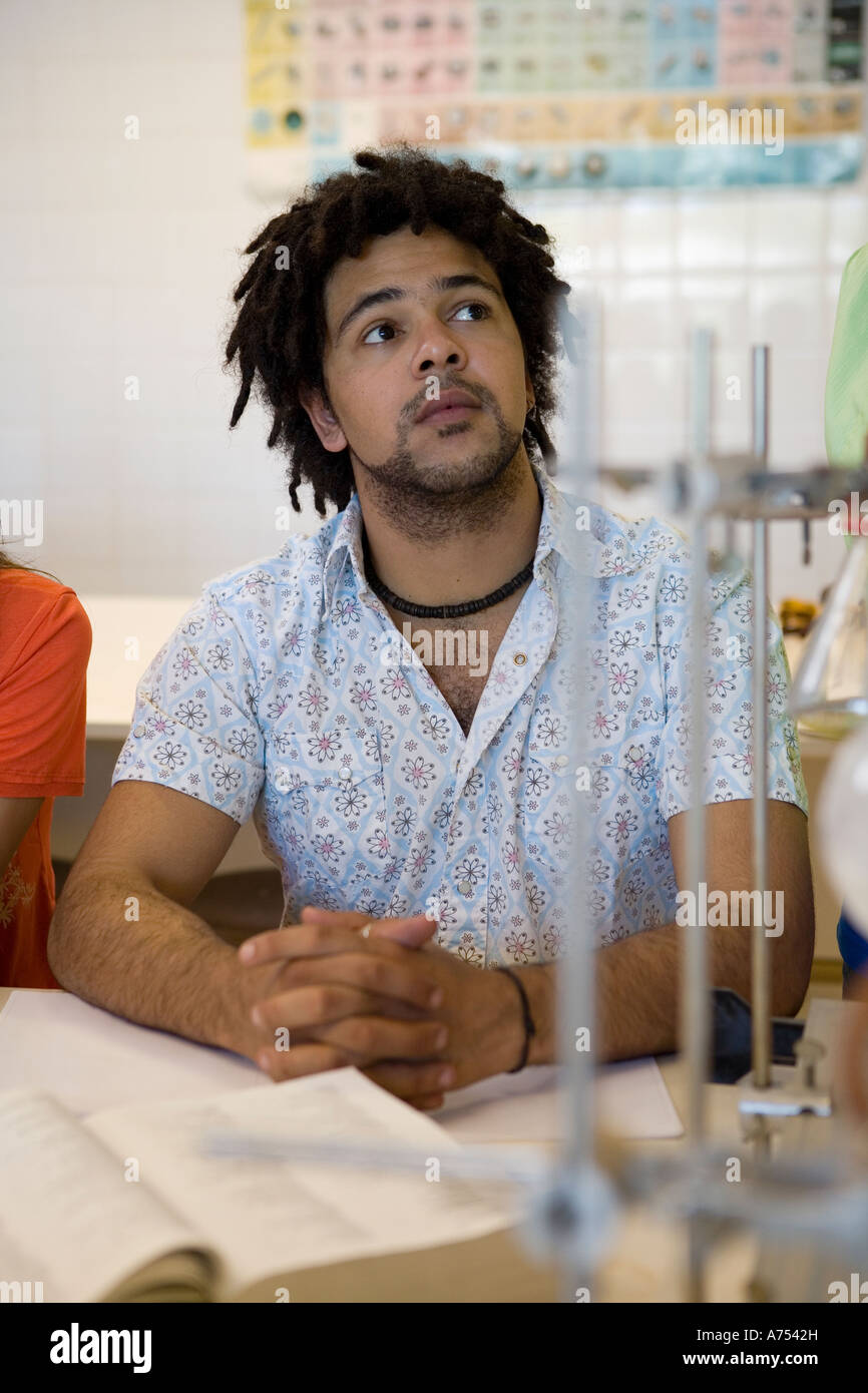 Male student in science class Stock Photo - Alamy