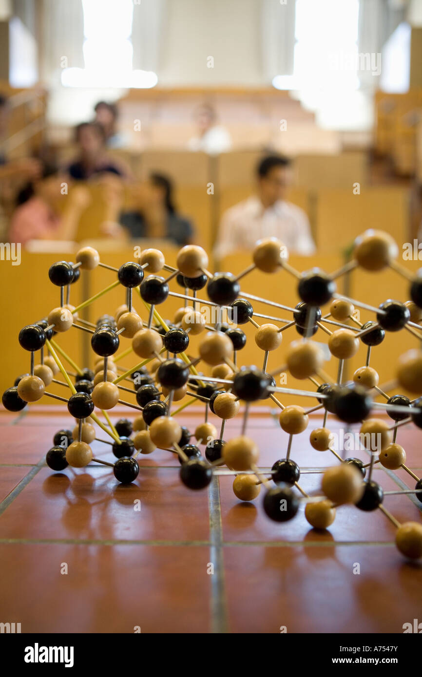 Molecular diagram on desk Stock Photo - Alamy