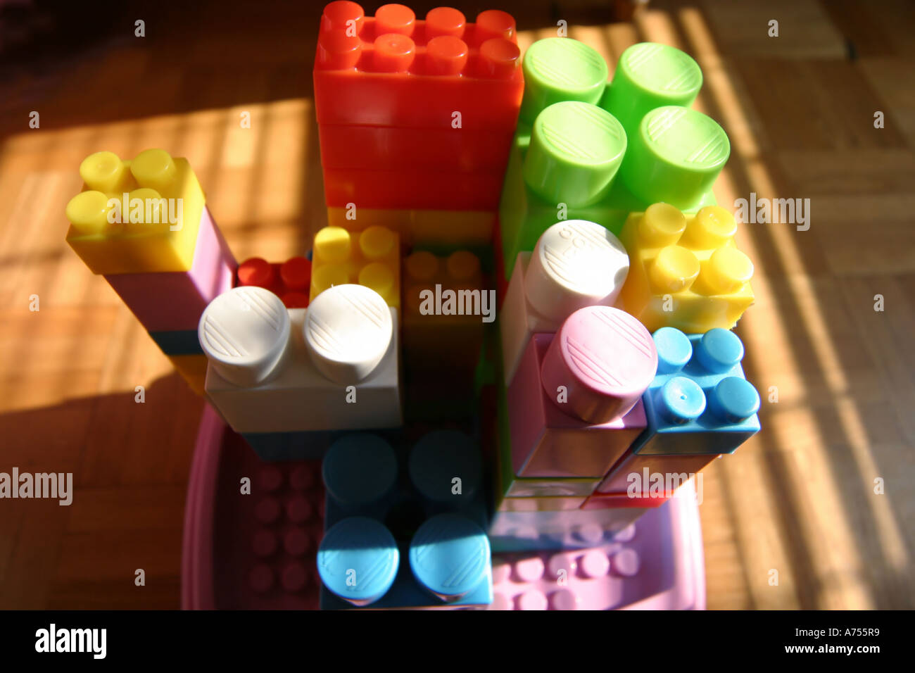 Towers made out of toy blocks Stock Photo - Alamy