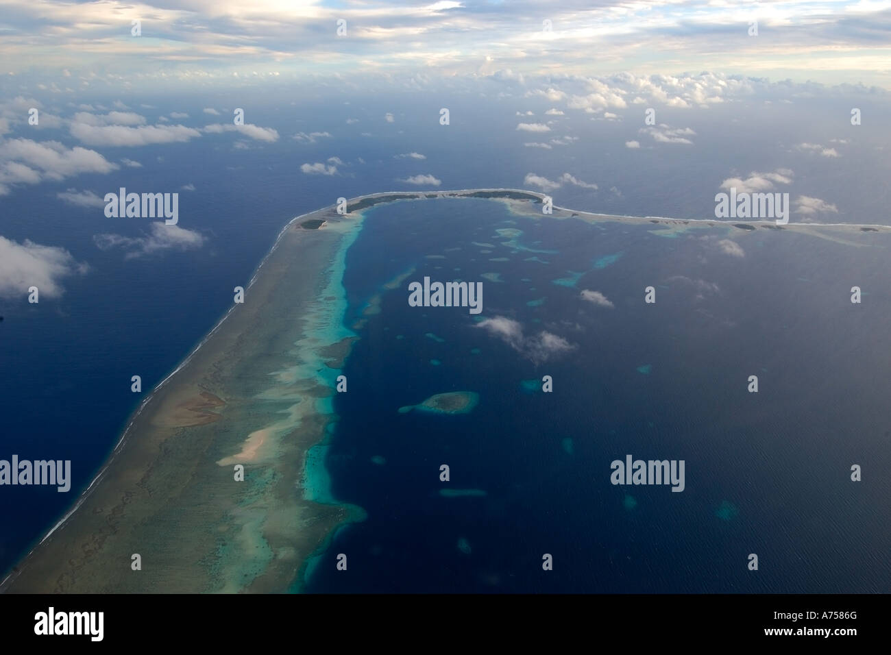 Aerial view of atoll Kuwajelein Marshall Islands Micronesia Stock Photo ...