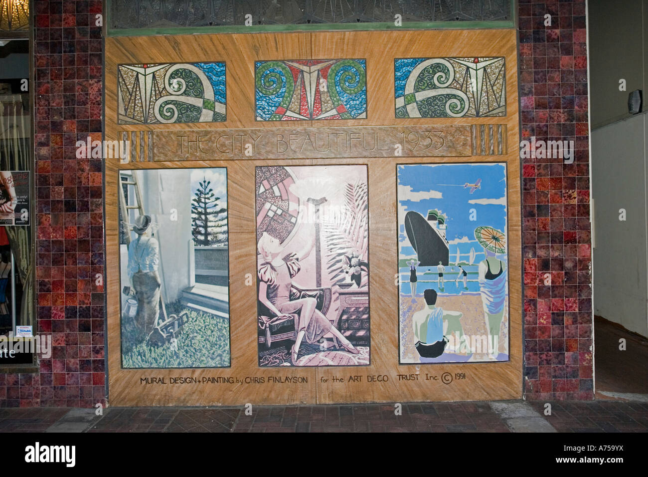 Art Deco Trust pictures on tiled wall 1933 Art Deco weekend Napier ...