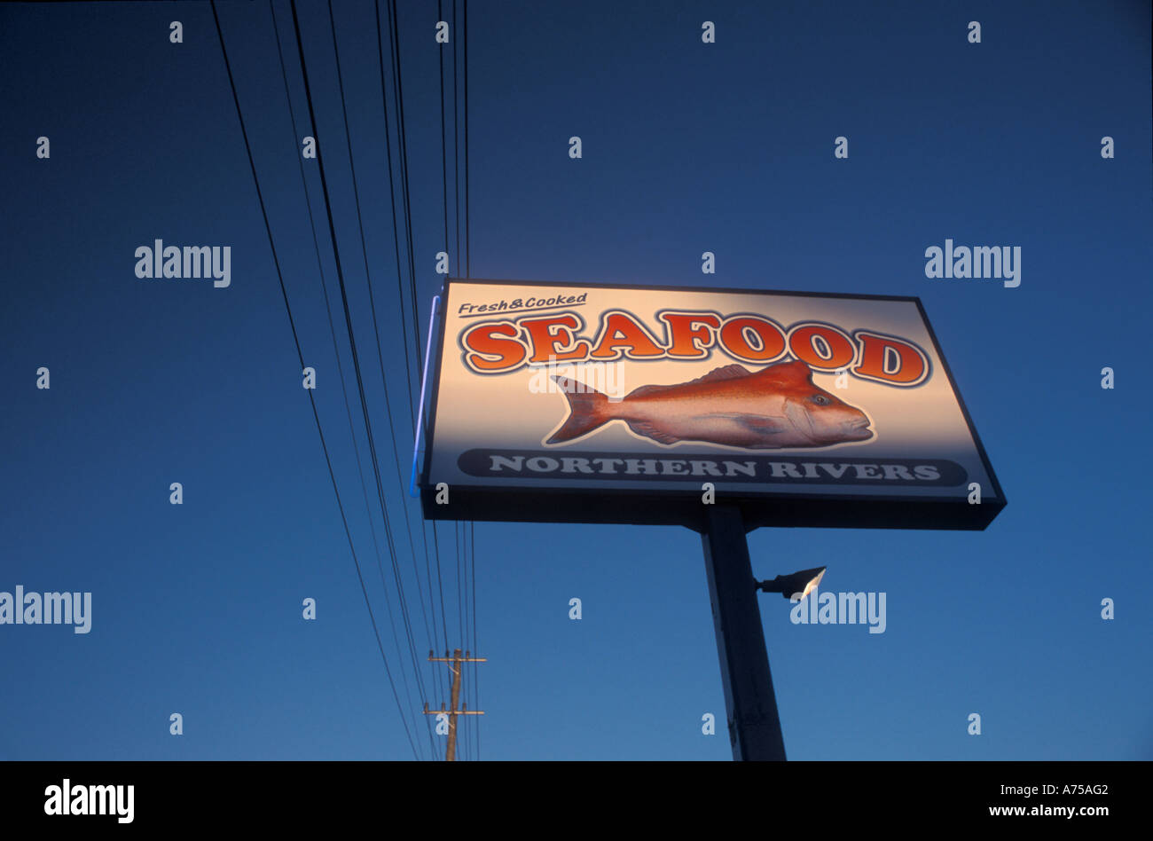seafood sign , Ballina , NSW, Australia , december 2005 Stock Photo - Alamy