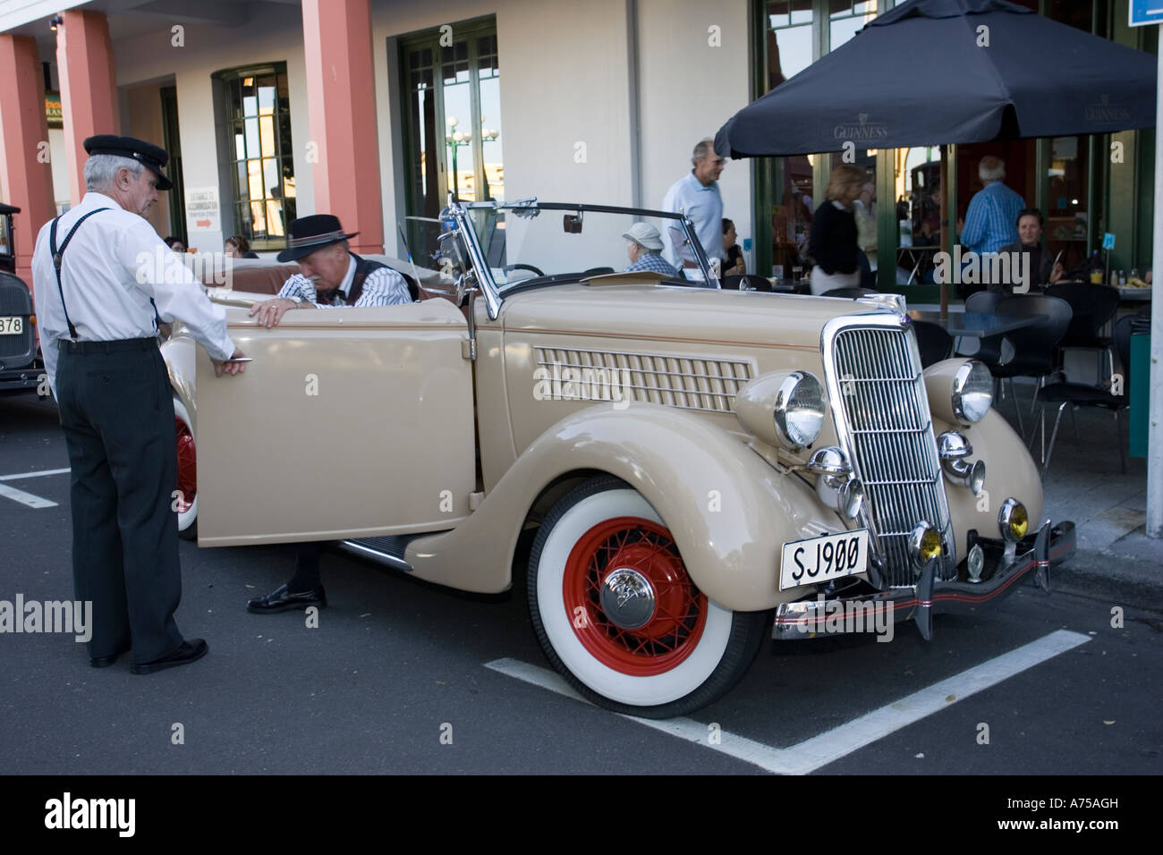 Driver chauffeur classic vintage Ford tourer open top motor car Art ...