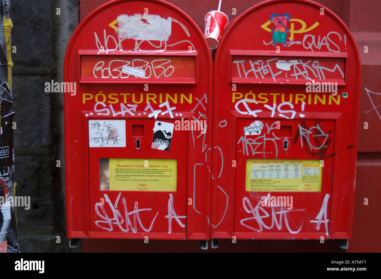Icelandic post boxes with graffiti Stock Photo - Alamy