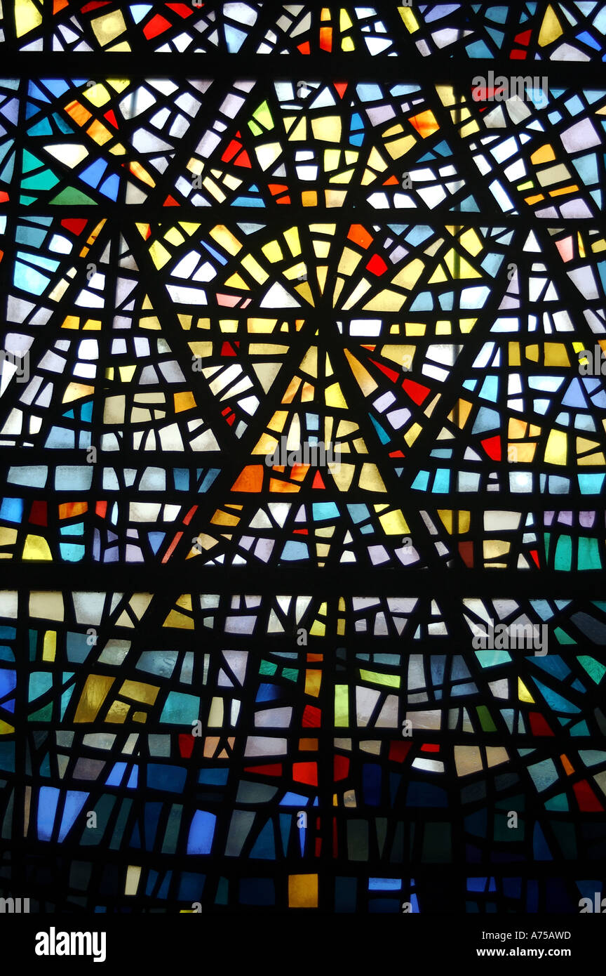 Stained glass Hvalfjördur church Iceland Stock Photo - Alamy