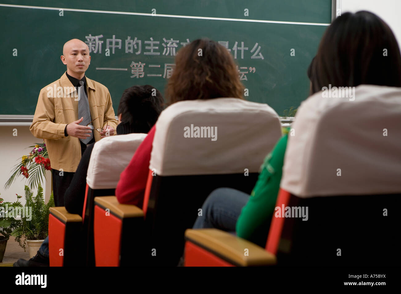 Teacher talking to class Stock Photo - Alamy