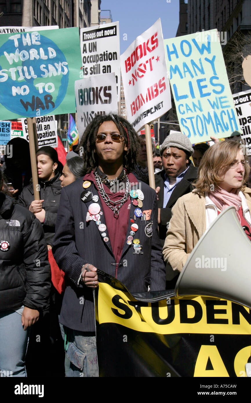 Student groups participate in anti war demonstrations in New York City ...