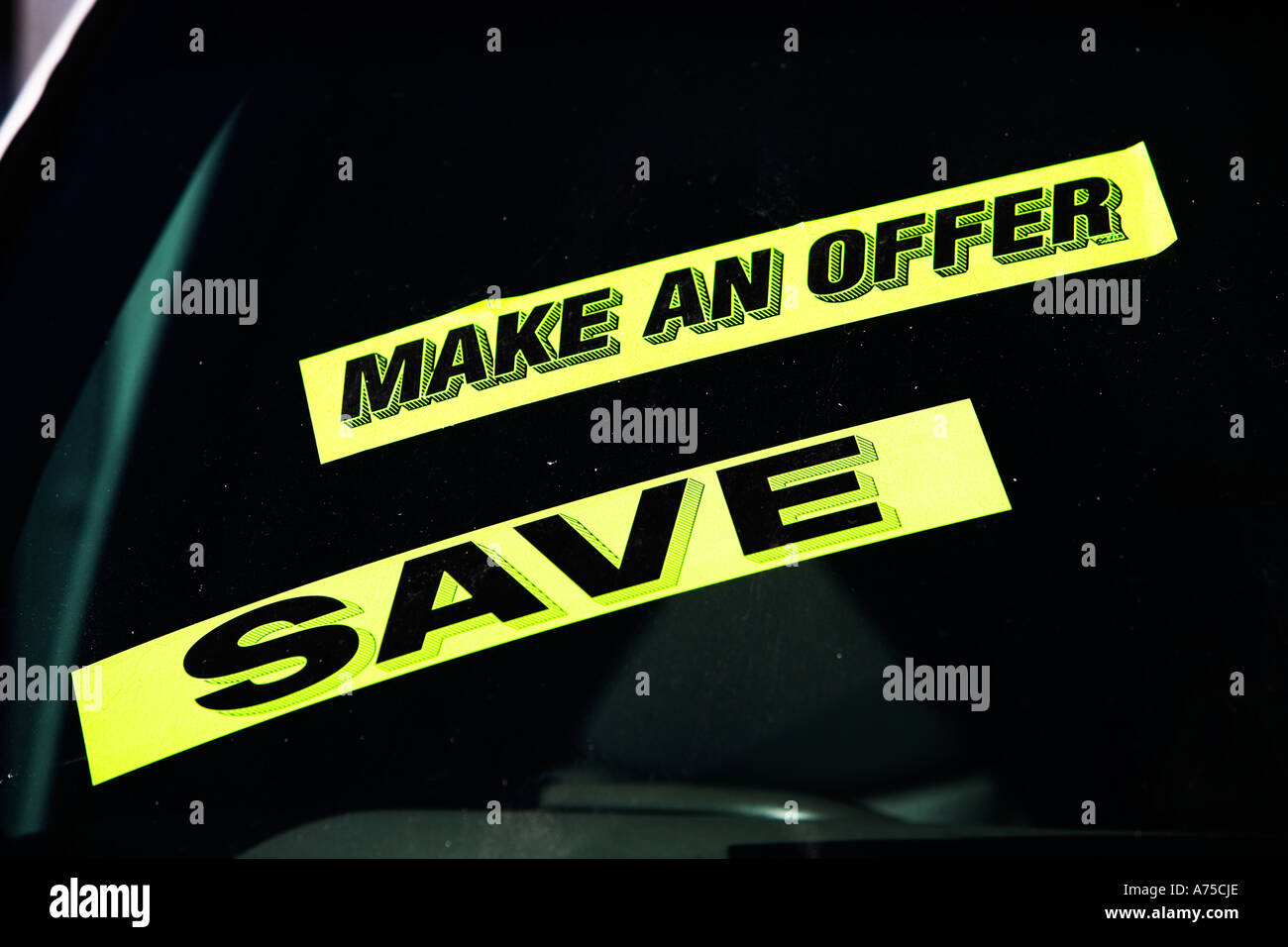 SIGN ON CAR Stock Photo - Alamy