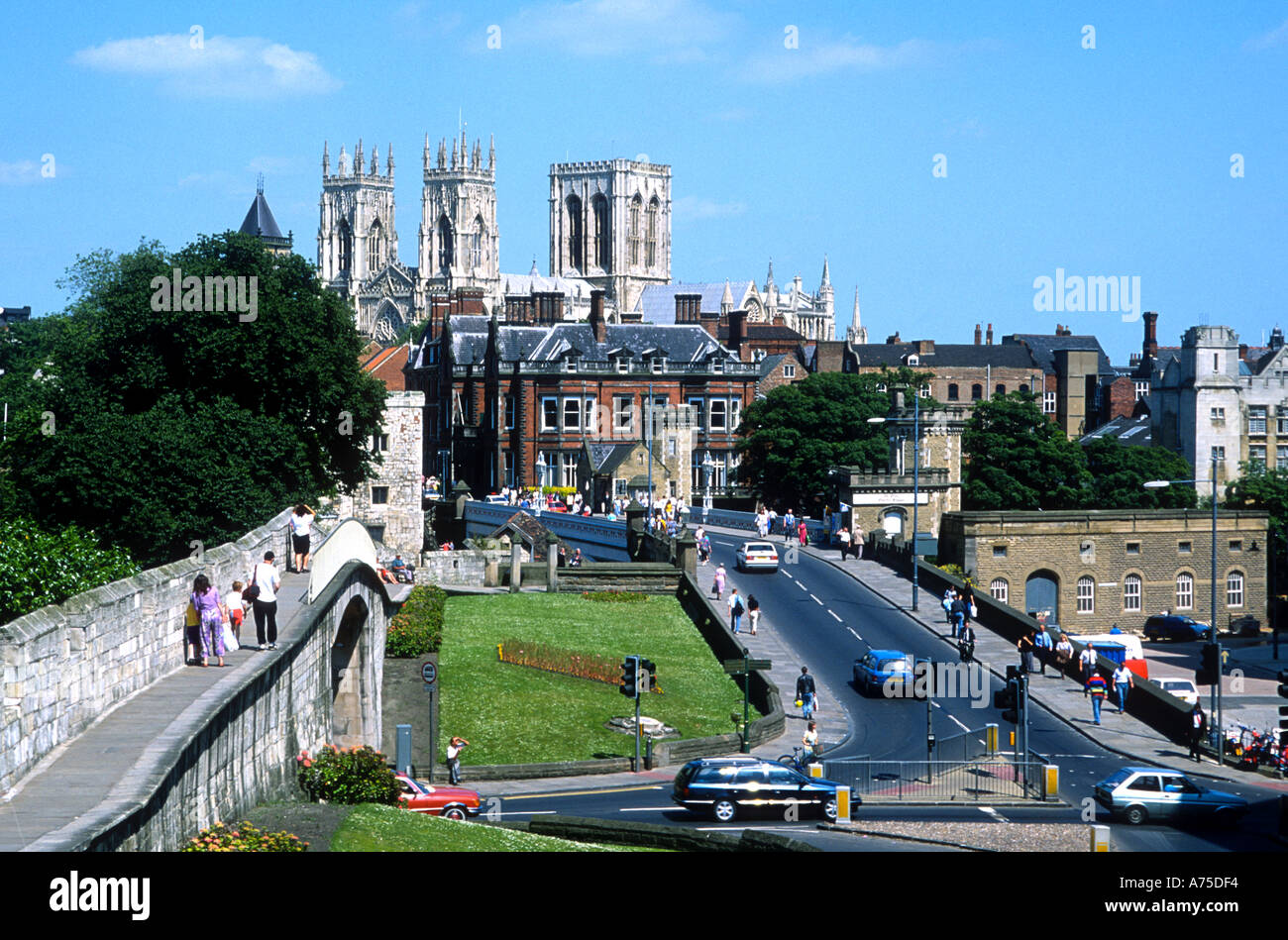 York Minster and City Walls York North Yorkshire England Stock Photo ...