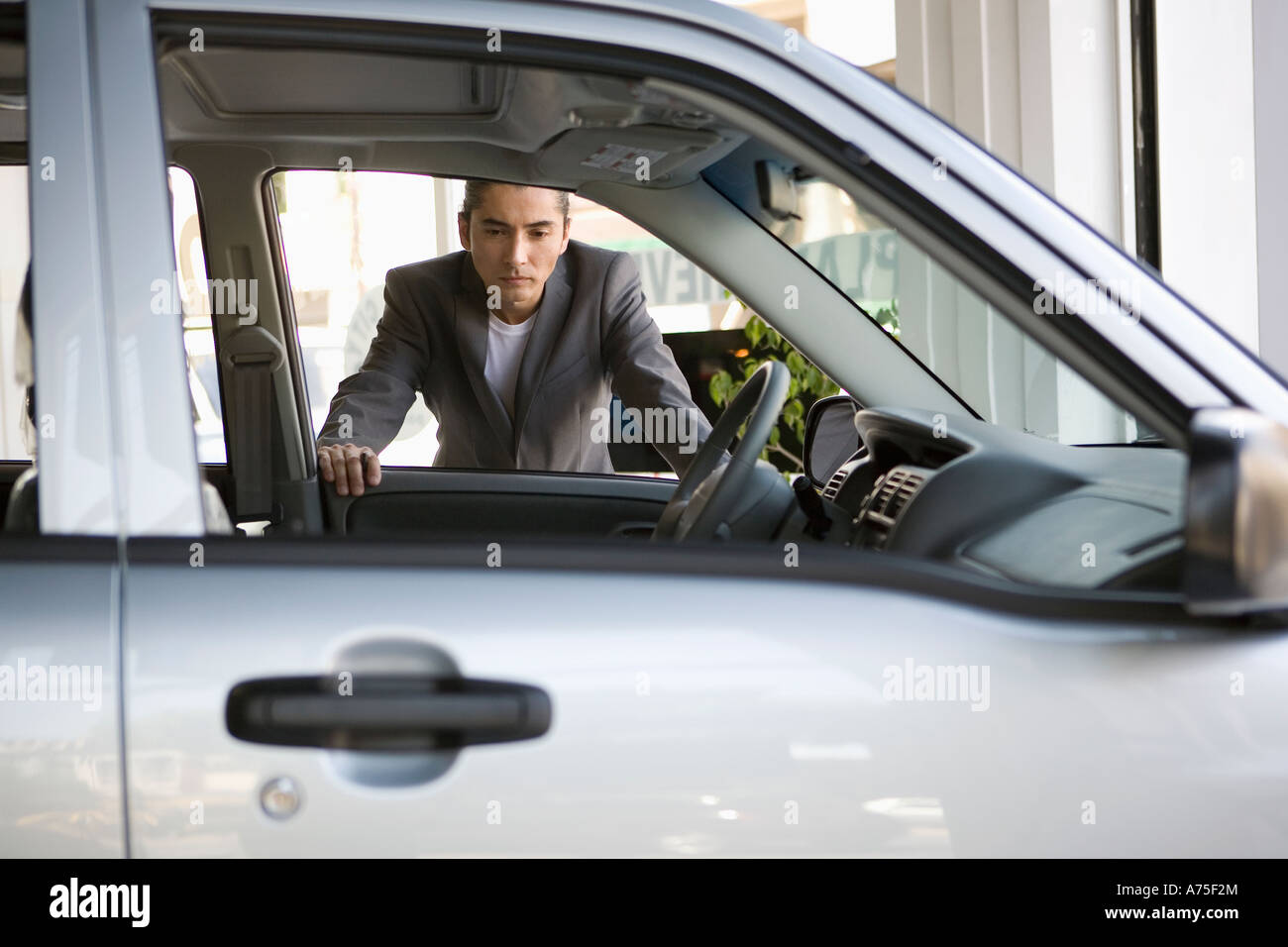 Man examining new car Stock Photo - Alamy