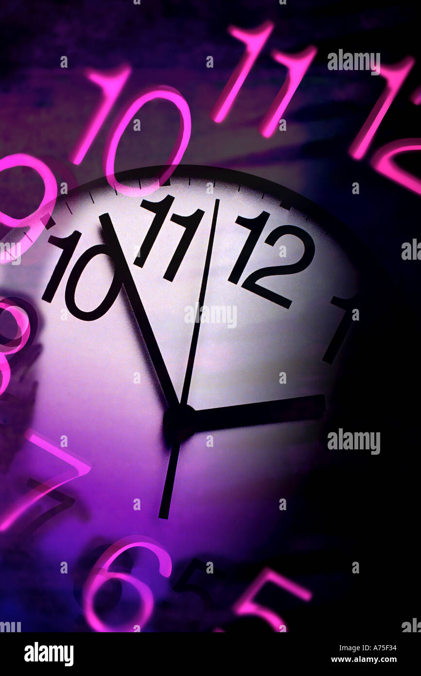 Clocks and time in purple Stock Photo - Alamy